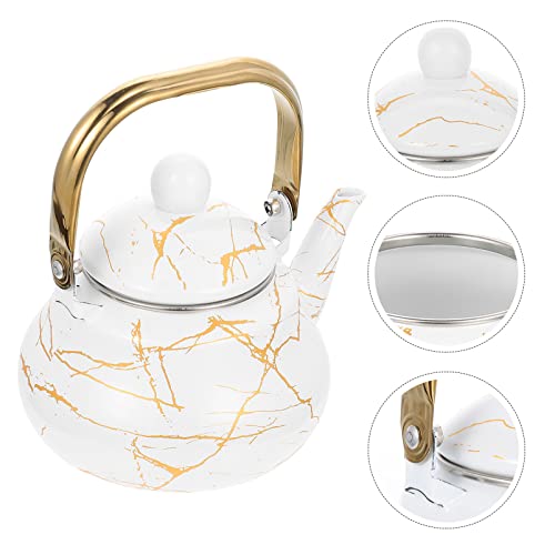 Enamel Teapot Porcelain Enameled Teakettle 1.5L Vintage Tea Kettle Teapot Water Kettle Coffee Kettle Teapot Water Boiling Kettle for Home Gas Stove