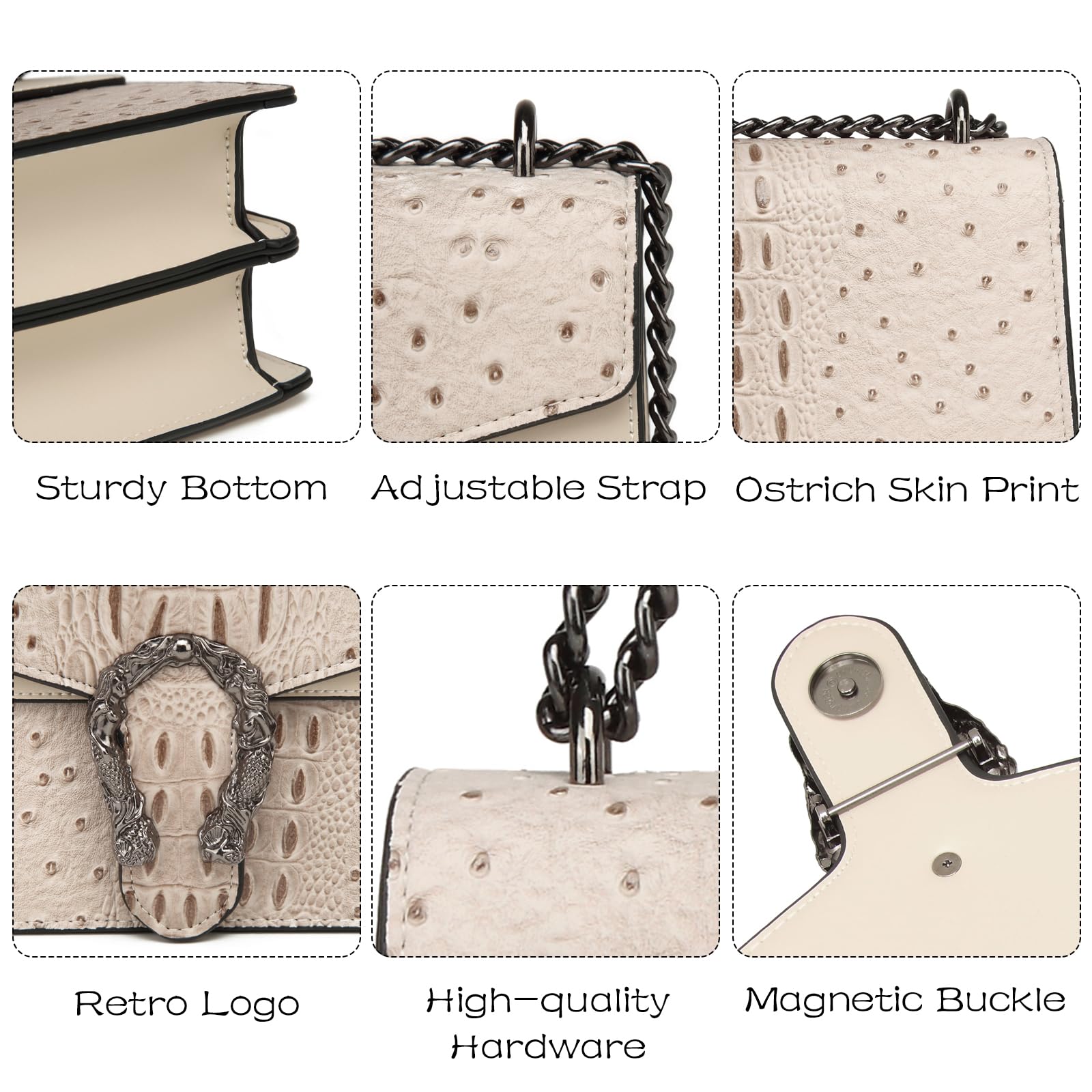 MYHOZEE White Crossbody Bags for Womens, Quilted Crossbody Purses Chain Shoulder Bag for Women