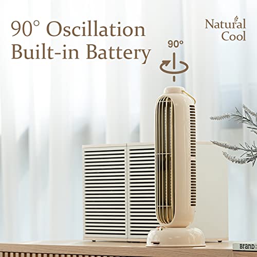 PAIKEP Oscillating Desk Fan, 12in Small Quiet Portable rechargeable USB table Fan with 4 Speeds for Home Office Bedroom Desktop (Pink)