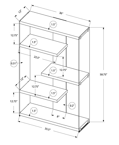 Monarch Specialties I Tempered Glass Bookcase, 60", Glossy White