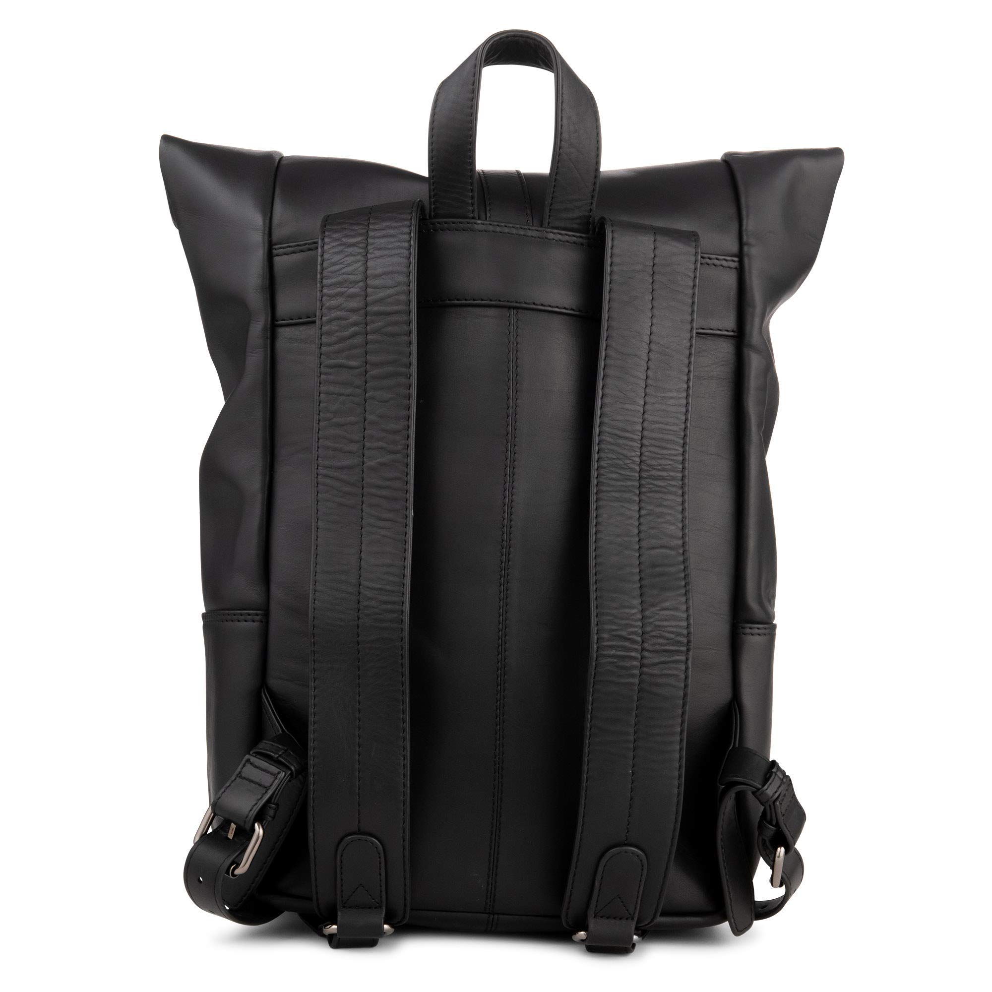 BERLINER BAGS Laptop Backpack Harlem Travel Work Business Durable Leather Bag 15" for Men Women - Black