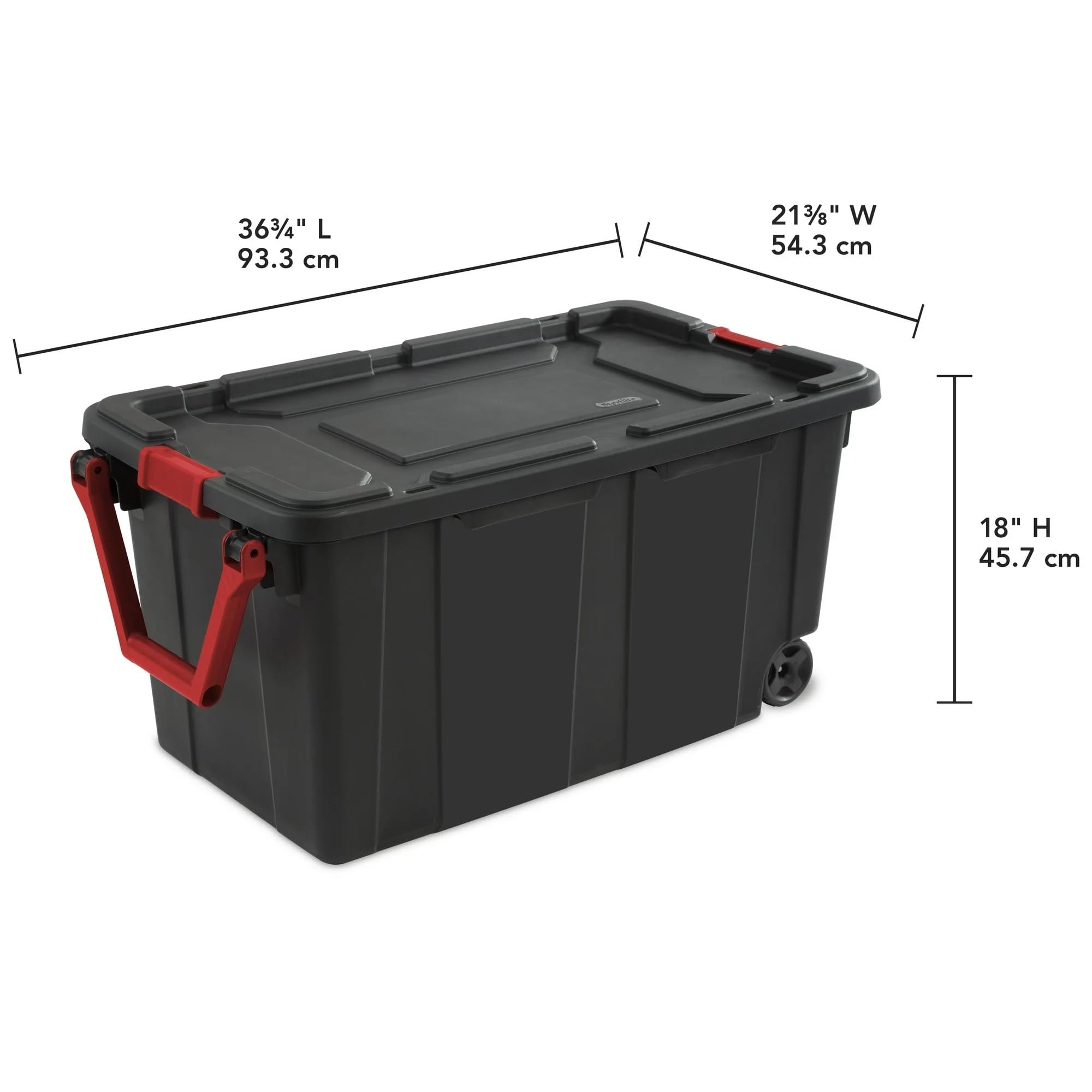 For Sterilite 40 Gallon Wheeled Industrial Tote, Stackable Storage Bin with Heavy Duty Latches, Set of 2