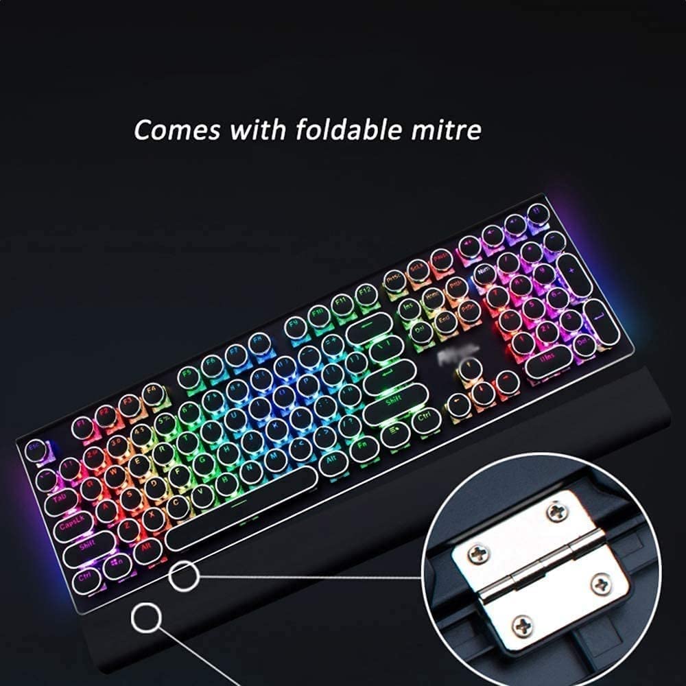 MZLXDEDIAN Gaming Keyboard, RGB Backlit Keys, Spill-Resistant, Customizable Dedicated Multi-Media Gold