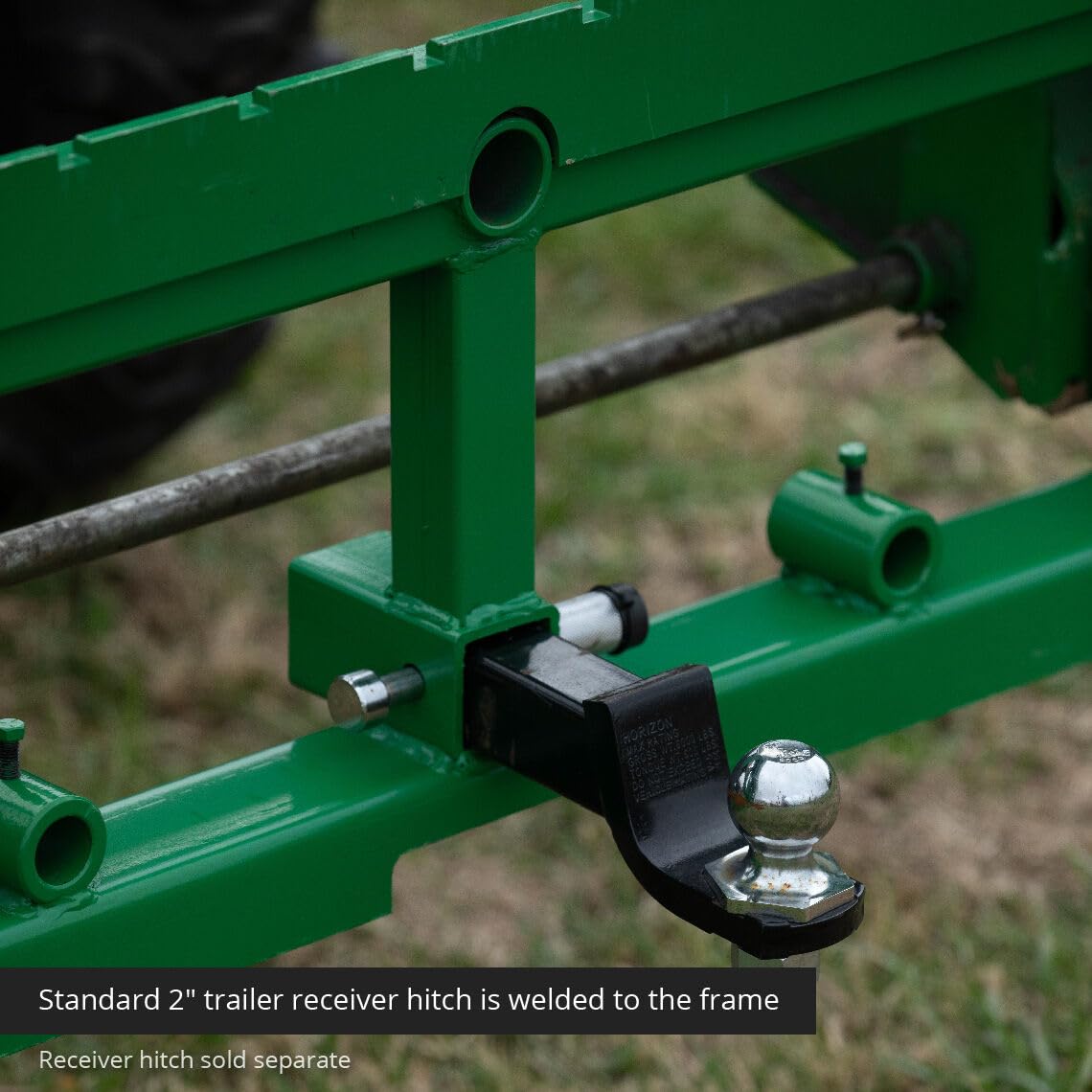 Titan Attachments Hay Frame Attachment, 39†Hay Bale Spear and Stabilizers, Rated 4,000 LB, Receiver Hitch, Fits John Deere Loaders