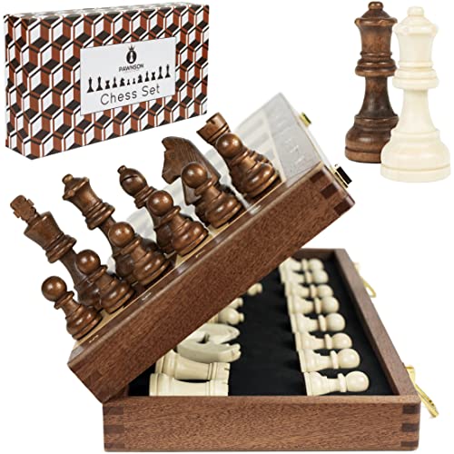 Magnetic Wooden Chess Set for Kids and Adults â 15 in Staunton Chess Set - Large Folding Chess Board Game Sets - Storage for Pieces | Wood Pawns - 2 Extra Queens