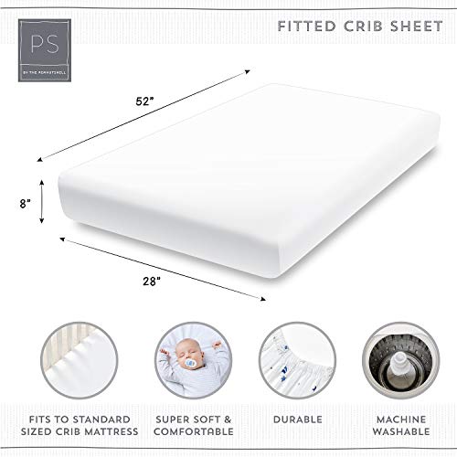 The Peanutshell Fitted Crib Sheet Set for Baby Boys or Girls, Grey Elephants and Stripes, Unisex 2 Pack Set