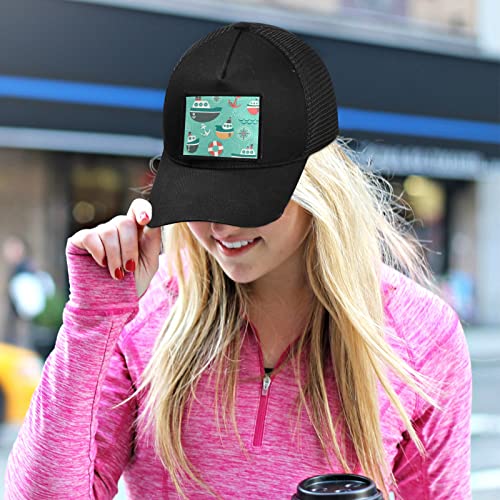 Boat Anchor Trucker Hat Black Hats for Men Woman Baseball Cap Fitted Snapback Hats Adjustable Strap Funny Hat