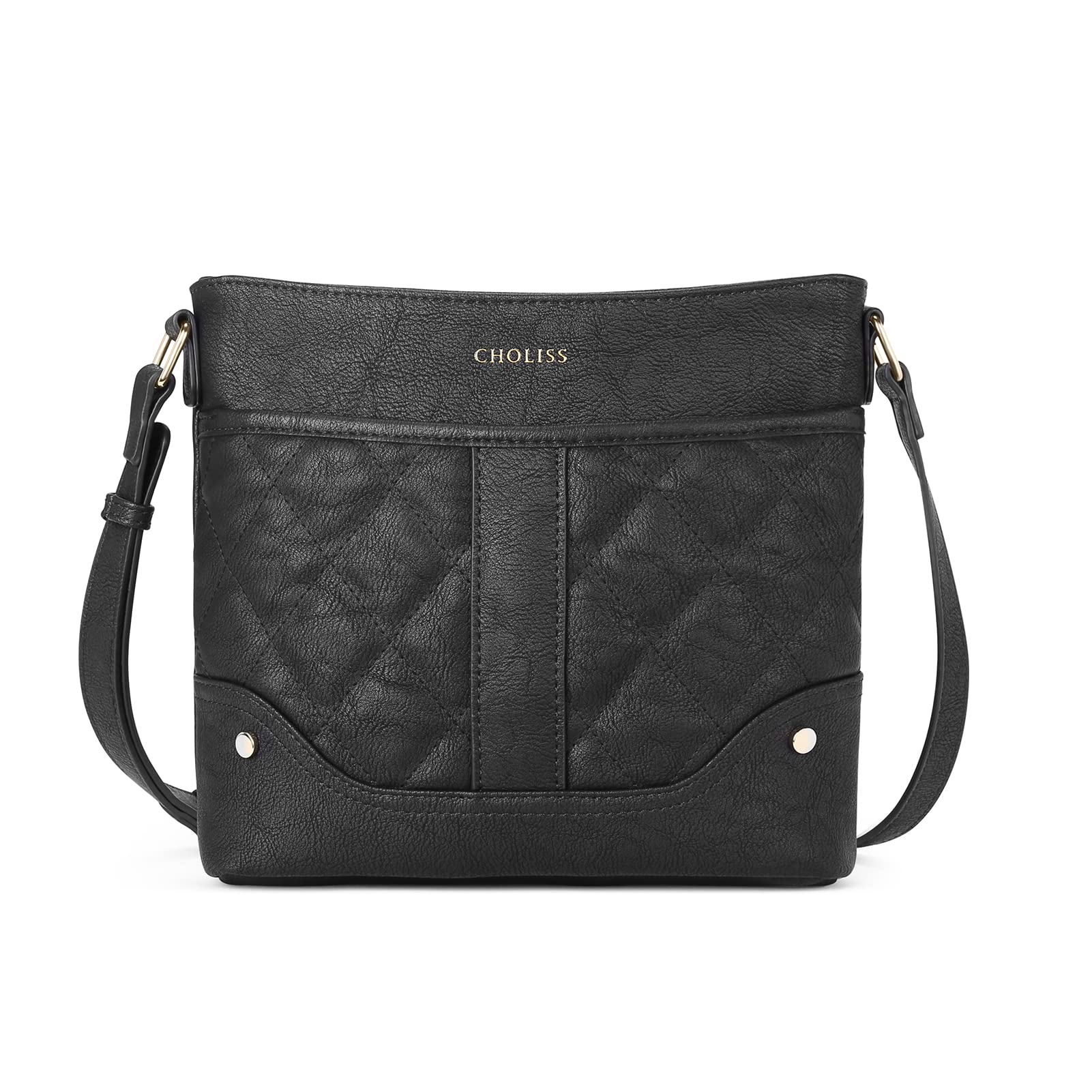 CHOLISS Crossbody Purse for Women, Medium Size Zipper Pocket Women Purse Bag Adjustable Strap,Retro Leather Shoulder Handbag, Black
