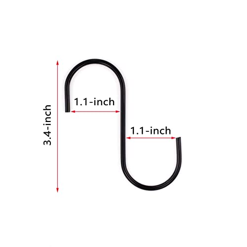 WARMBUY 30 Pack Black S Hooks Utility Hooks for Hanging Kitchen Pans Pots, Closet Clothes, Plants Bags Towels