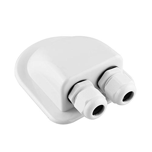 DGZZI Solar Twin Cable Entry Gland Connector White Waterproof Solar Panels Double Cable Gland Box for RV,Caravan,Boat and Marine