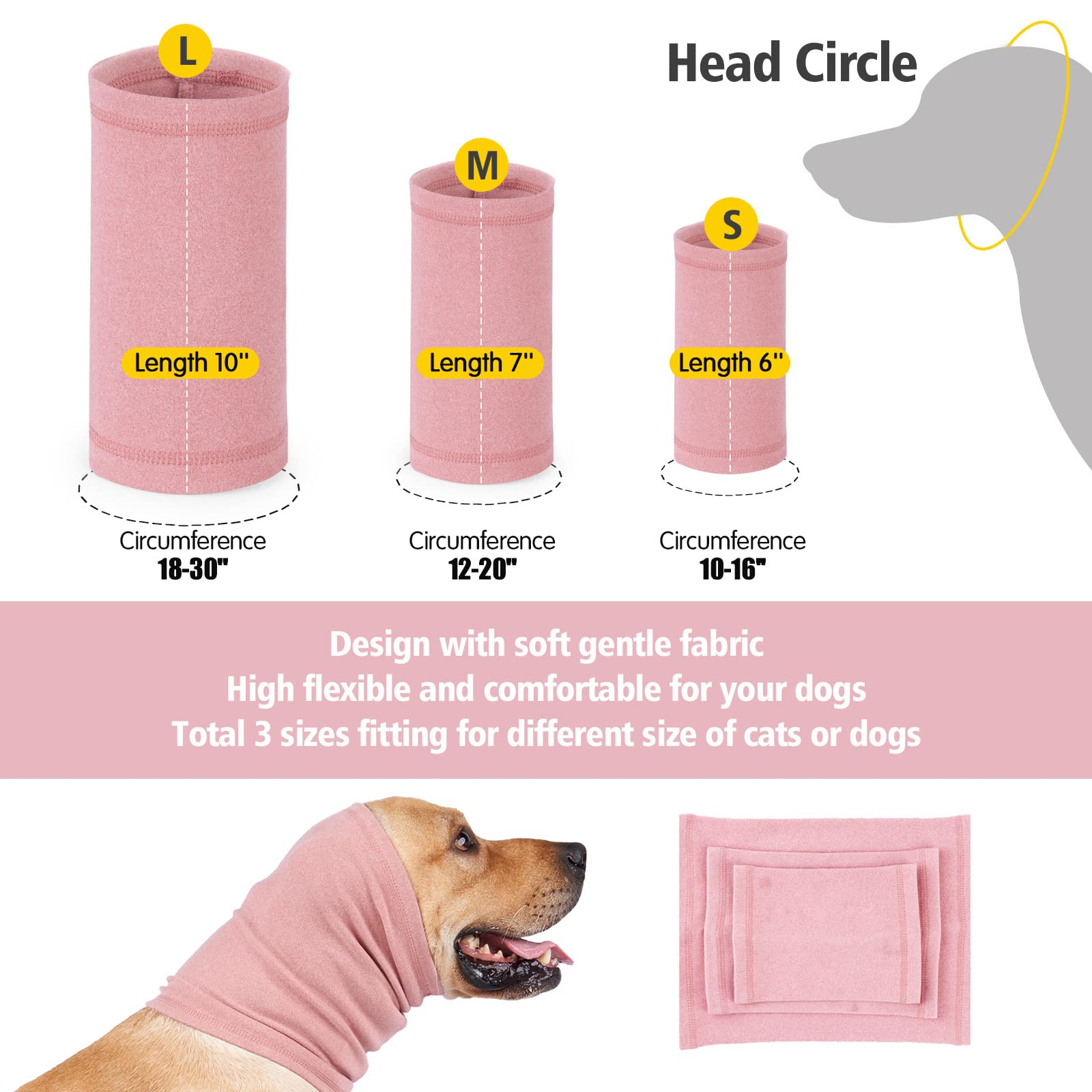 DDFS Cat Hematoma Ear Wrap,Cat No Flap Ear Wrap Anxiety & Stress Relief - No Flap Ear Wrap for Cats Yellow S