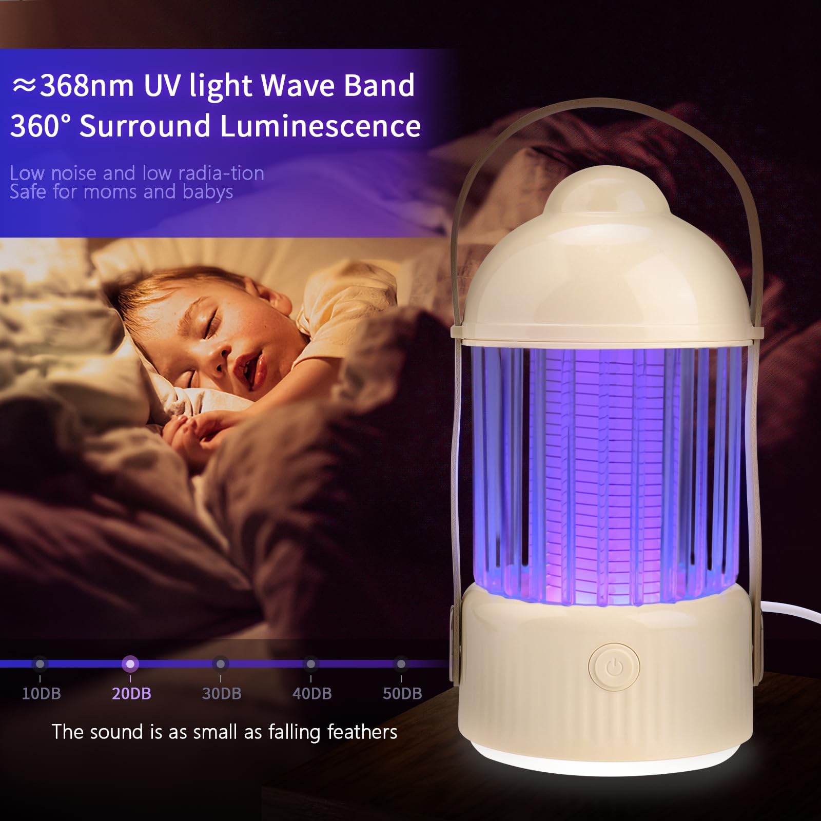 DPOD Mosquito Zapper Indoor,Electric Mosquito Killer Lamp with Led Light,5W Bug Zapper,365nm UV Flying Insect Trap for Bedroom,Balcony