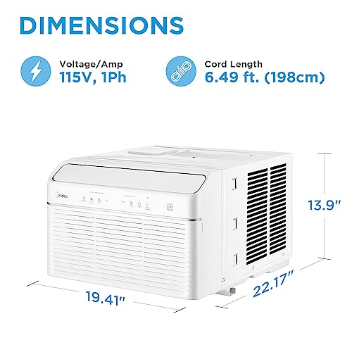 Midea 12000 BTU Smart Inverter Air Conditioner Window Unit with Heat and Dehumidifier β Cools up to 550 Sq. Ft., Energy Star Rated, Quiet Operation, Electronic Controls, Remote Control, White