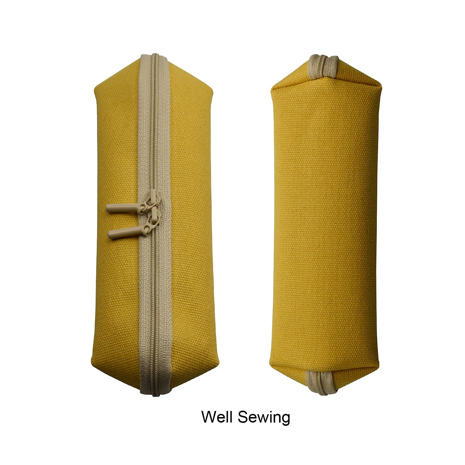 enyuwlcm Canvas Stationery Stylish Small Pencil Pouch and Slim Pencil Case with 2 Zippers 1 Pack Yellow