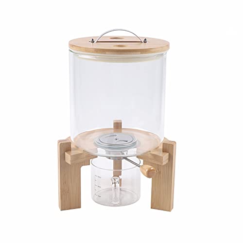 DNYSYSJ 5L/7.5L Rice Storage Container, Flour and Cereal Container, Rice Dispenser, Creative Glass Food Storge Container for Kitchen Organization and Pantry Store, Airtight Lid with Wooden Stand USA STOCK (5L)