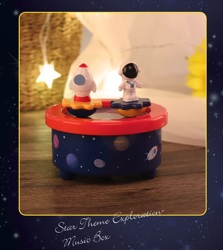 BUAOQIMO Music Box Astronaut Rotating Planet Exploration Music Box Birthday Gift for Children's Toy