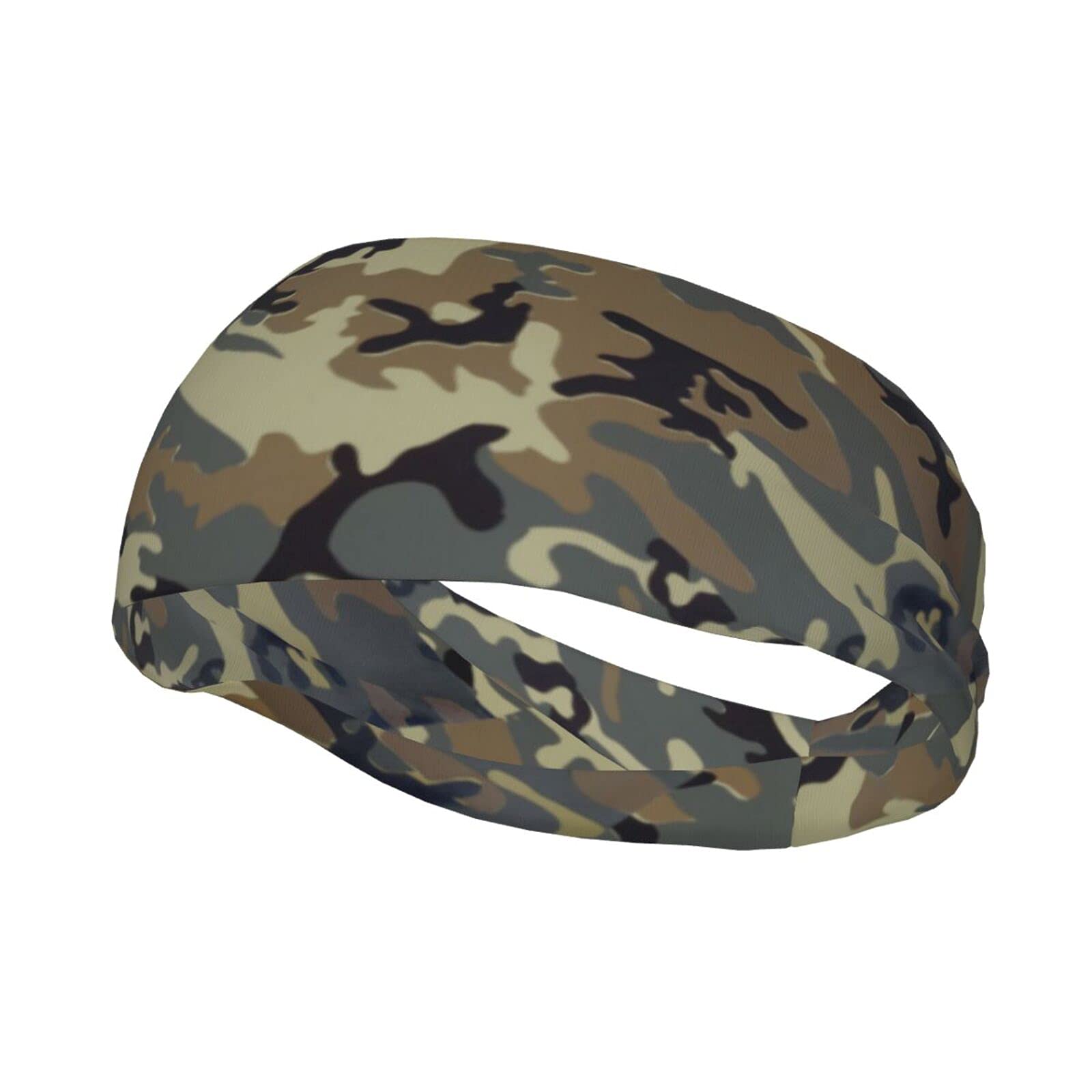 Camo Sweatband Sports Headband Lightweight Wristband Moisture Wicking Workout Head Band for Mens Womens One Size