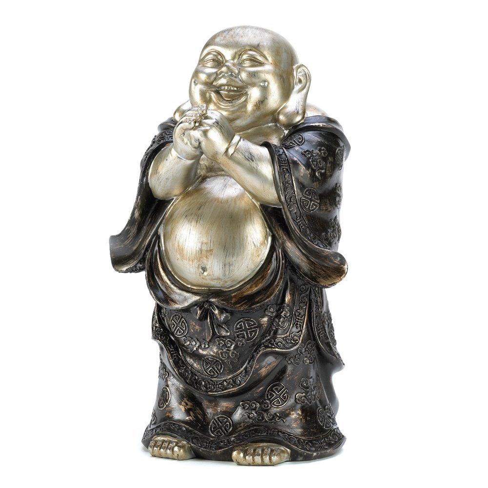 Gifts & Decor 14581 Happy Sitting Buddha Statue, 5 1/2" x 5" x 5 3/4" High, Multicolor