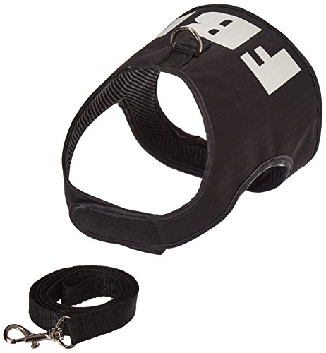 SMALLLEE_Lucky_Store Pet Clothes for Small Dog Cat FBI Vest Harness Leash Set Mesh Padded Black M