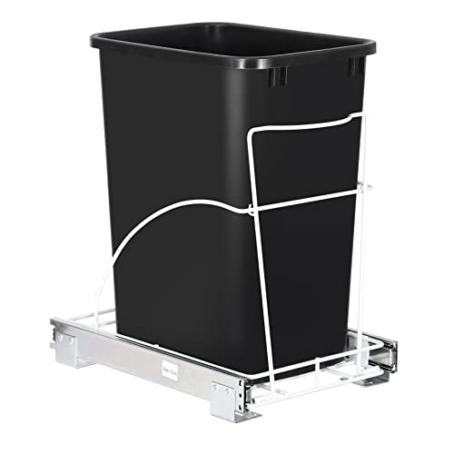Epetlover 7.6 Gallon Sliding Pull Out Trash Can Waste Container Recycling Bins Under Cabinet for Kitchen, 29 Liters Capacity, Black