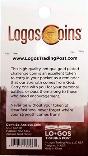 Don't Be Anxious Coin, Believe in me, Worry Stone for Anxiety, Antique Gold-Color Plated Challenge Coin, He Cares for You - 1 Peter 5:7 Gift