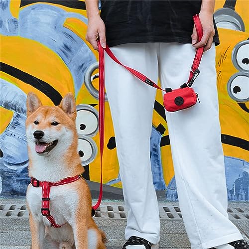 EXCELLENT ELITE SPANKER Strong Durable Nylon Dog Training Leash Traction Rope 5 Feet Long 3/4" Wide with Poop Bag Holder for Small Dogs(Pink)