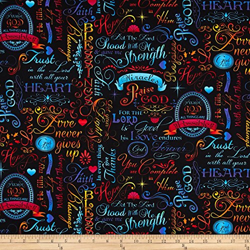 Timeless Treasures Faith Words, Yard, Brite