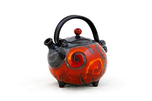 Handmade Pottery Teapot, Red and Black Serving Teapot, Stoneware Teapot, Kitchen decor, Handmade teapot, Pottery kettle, Tri Ushi