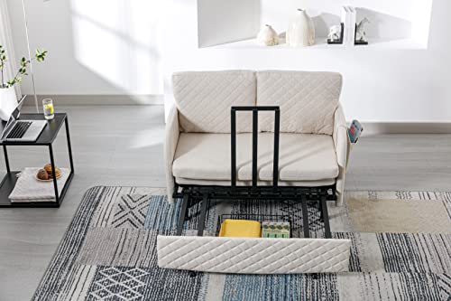 ERYE 3-in-1 Upholstered Futon Sofa Loveseat Convertible Sleeper Couch Bed,2-Seaters Sofa & Couch Soft Cushions Love Seat Daybed for Small Space Living Room Sets