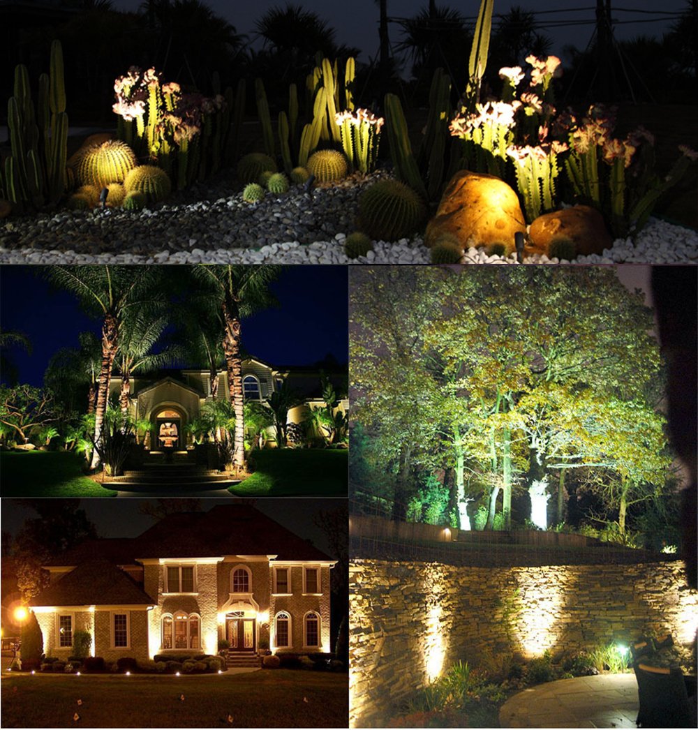 LemonBest Outdoor Landscape Lighting Plug in 5W COB LED Garden Wall Yard Path Spot Light w/Spiked Stand, Pack of 2 Warm White with AC Power Plug