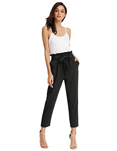 GRACE KARIN Women's Slim Straight Leg Teens Pants with Pockets M Black