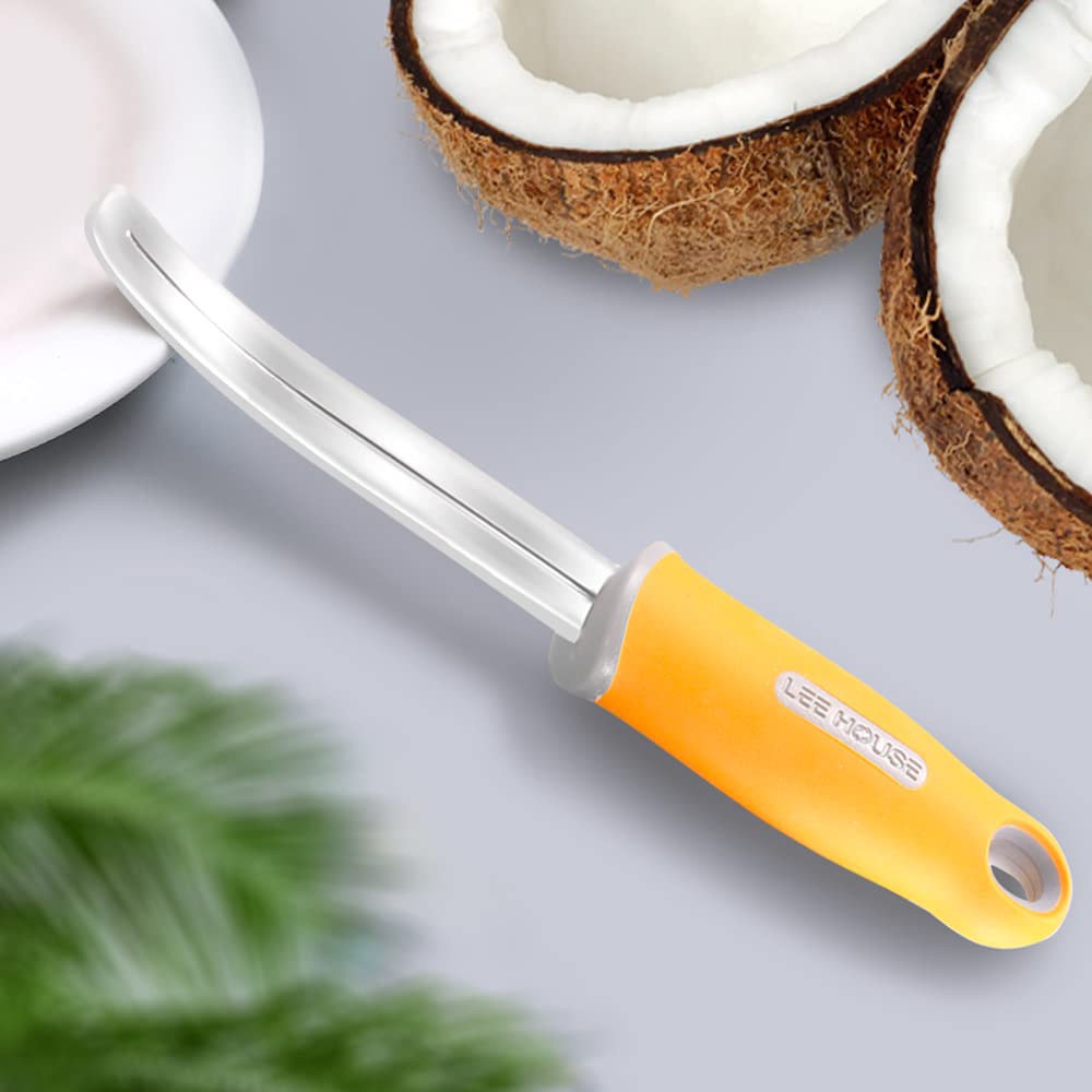 Coconut Meat Remover Knife,Coconut Tool,Coconut Meat Removal Tool Durable Silicone Handle Stainless Steel Coconut Opener Scraper for Kitchen Home