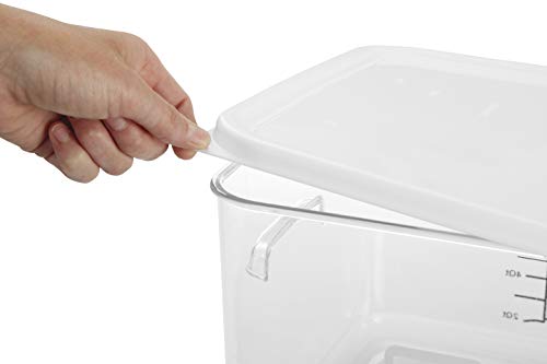 Rubbermaid Commercial Products-FG630400 Plastic Space Saving Square Food Storage Container For Kitchen/Sous Vide/Food Prep, 4 Quart, Clear, LID SOLD SEPARATELY