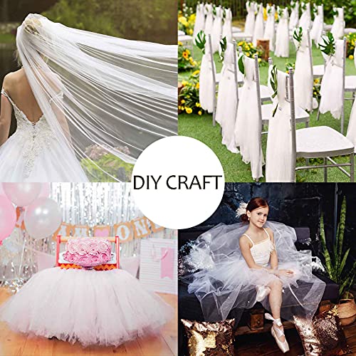 HAVII 54" x 20 Yards (60 ft) White Tulle Rolls Bolt for Wedding Birthday Party Decoration Tutu Table Skirt Tulle Fabric Spool Wrapping Ribbon DIY Crafts