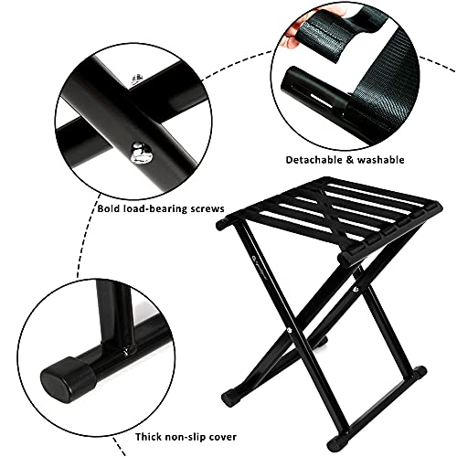 Camping Stool 12.6", Heavy-Duty Folding Stool, Portable Outdoor Small Folding Chair, Hold Up to 600lbs, Camp Stool Suitable for Camping, Hiking, Fishing (S, Black)