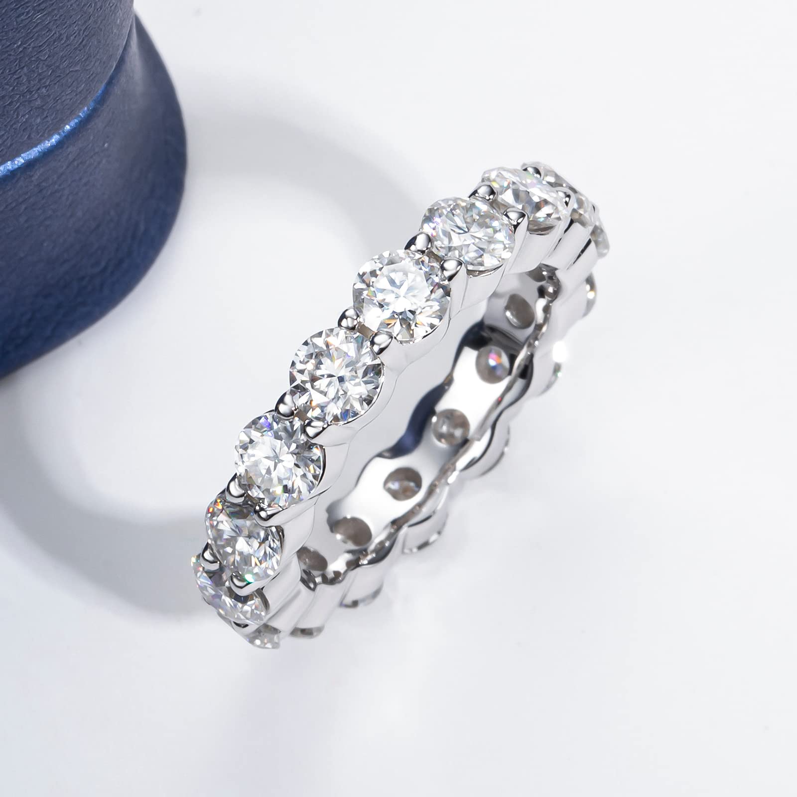 Catfoony 5cttw Moissanite Eternity Ring, D Color Lab Created Diamond Sterling Silver Eternity Wedding Band Ring for Women (10)