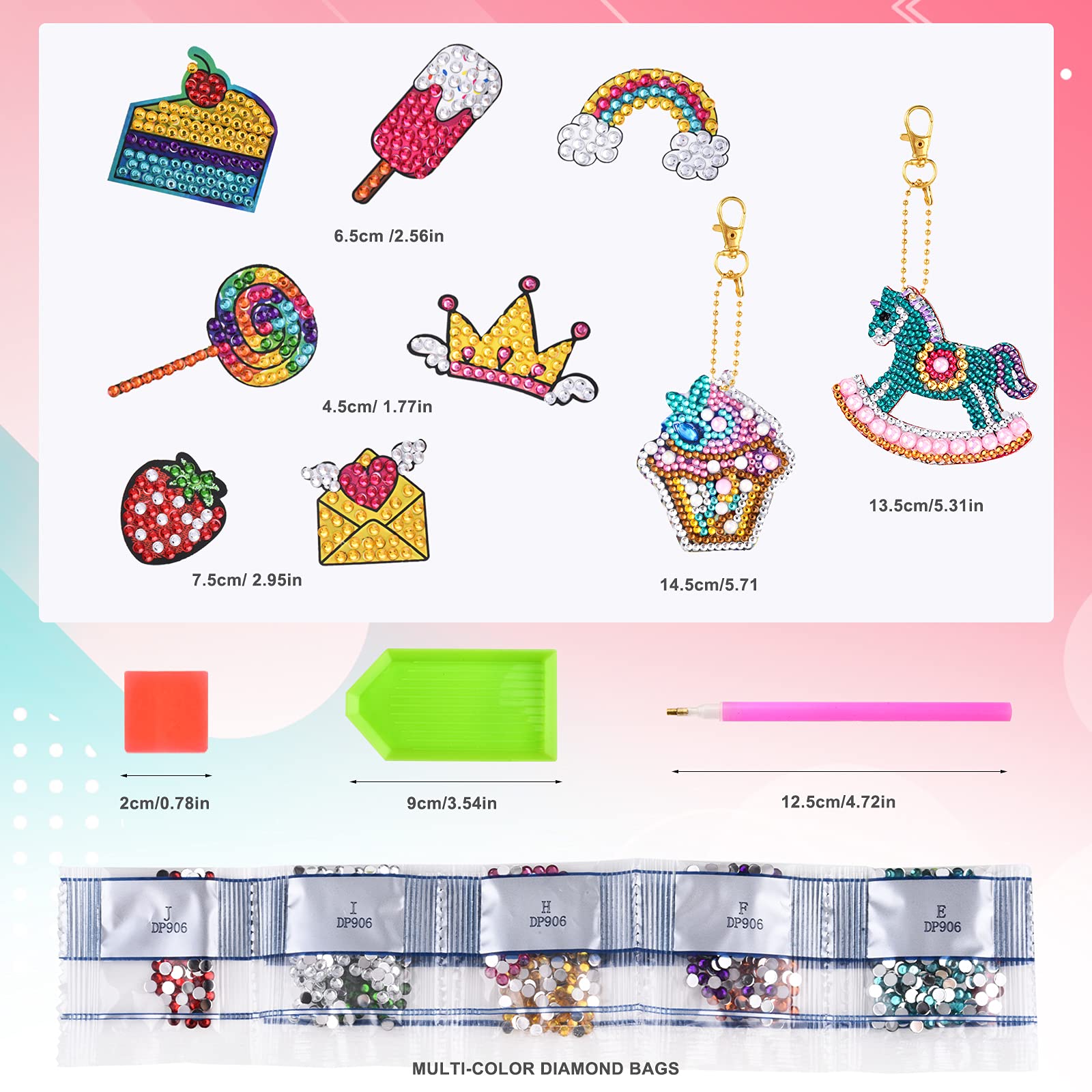 YEHUONU Diamond Art Painting Kits for Kids, Sticky Mosaics Keychains Creativity,Crafts for Beginners Girls