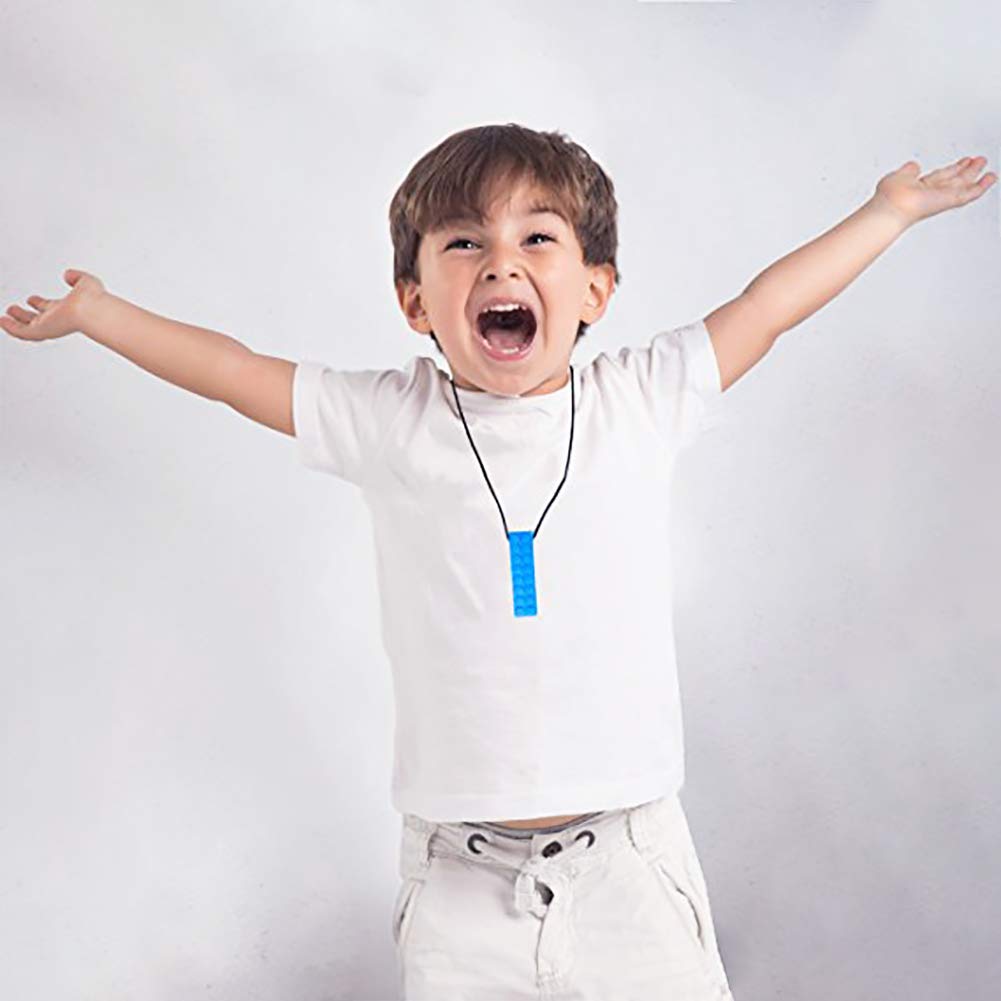 BUDDE 5PCS Chew Necklace,chewies for Kids;Sensory Chew Necklace with Teething, ADHD, Autism, Biting Needs, Oral Motor Chewy Teether, Silicone Necklace Made from Food Grade Silicone Safety,