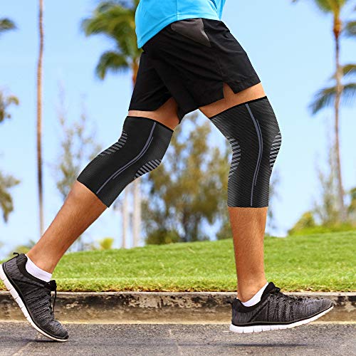 BERTER Knee Compression Sleeve Support for Running, Jogging, Sports - Brace for Joint Pain Relief, Arthritis and Injury Recovery - A Pair (Black, Medium(15.5-18.0"))