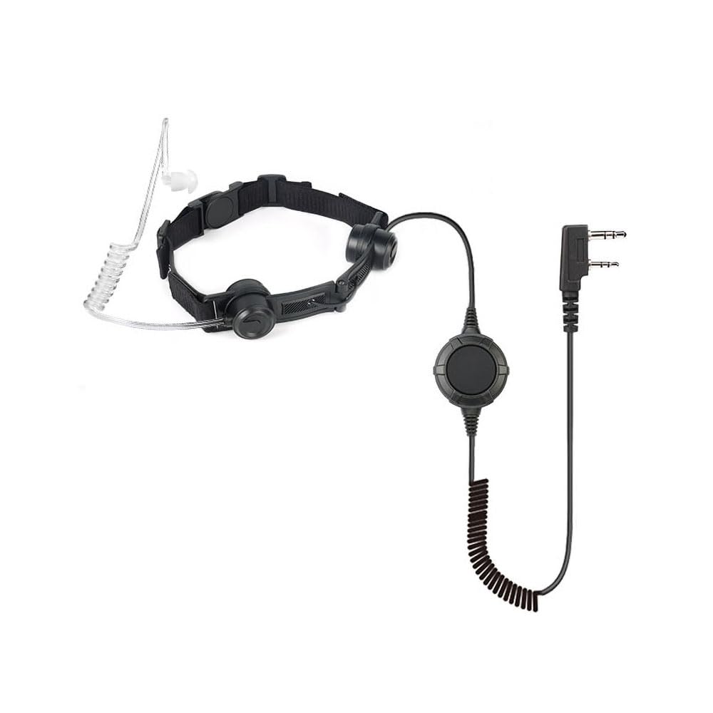 BANDARICOMM Tactical Throat Mic Headset for Military, Tactical Laryngophone Earpiece Covert Acoustic Earpiece for Kenwood, BaoFeng Walkie Talkie Two Way Radios Black