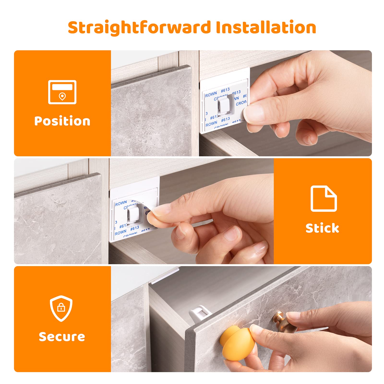 Child Safety Magnetic Cabinet Locks (4 Pack + 1 Key) - Baby Proofing Cupboard Locks with Key for Toddler-Easy Installation, Invisible