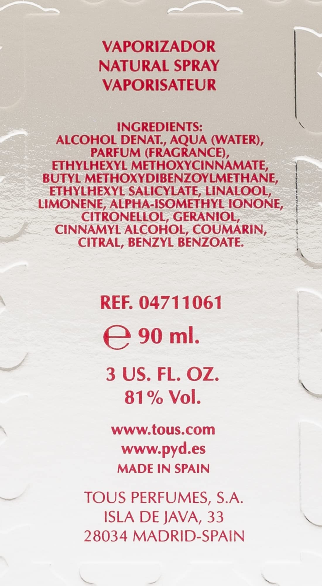Tous Silver by Tous for Women - 3 Ounce EDT Spray