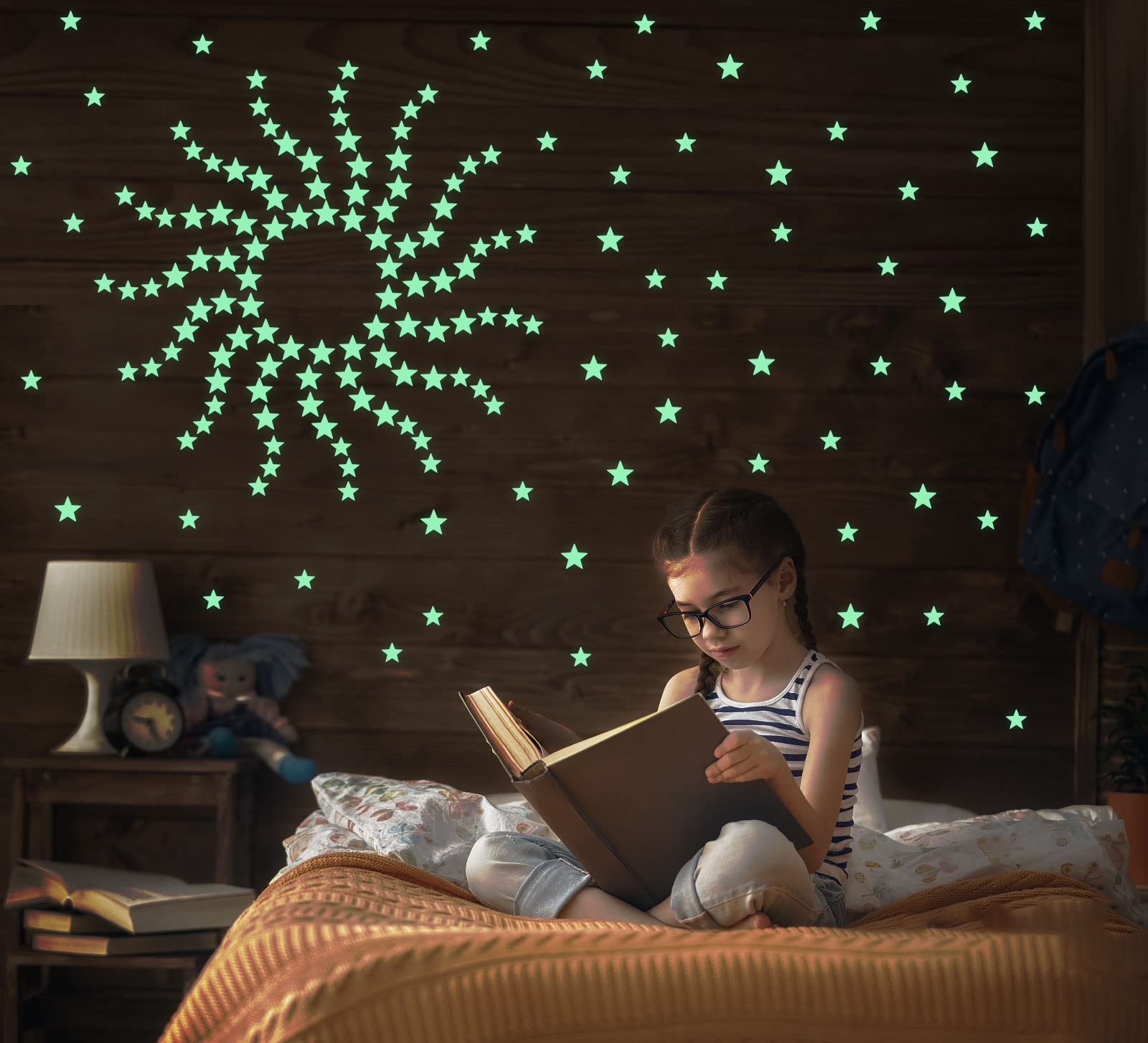 Glow in The Dark Stars Blue 200 Pcs Luminous Stickers Ceiling Stars Fluorescent Wall Stickers Decor 3D Murals Decals for Home Wall Decorate Adhesive Dots Starry Sky Kids Boys Baby Bedroom Decorations