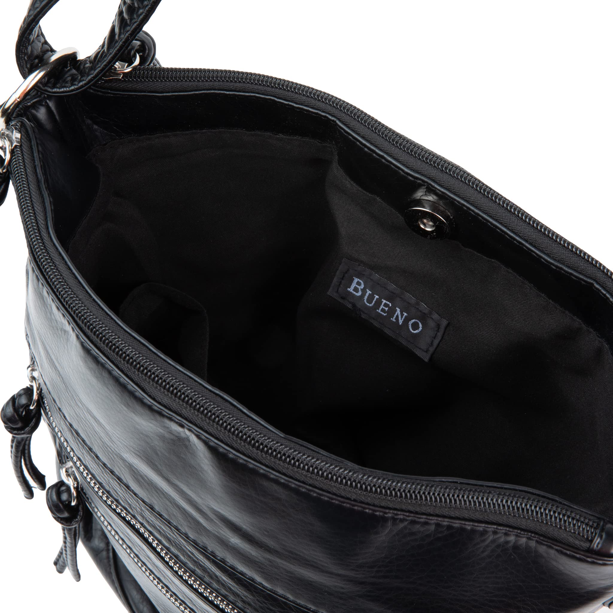Bueno of California Grainy Faux Leather Shoulder, Black