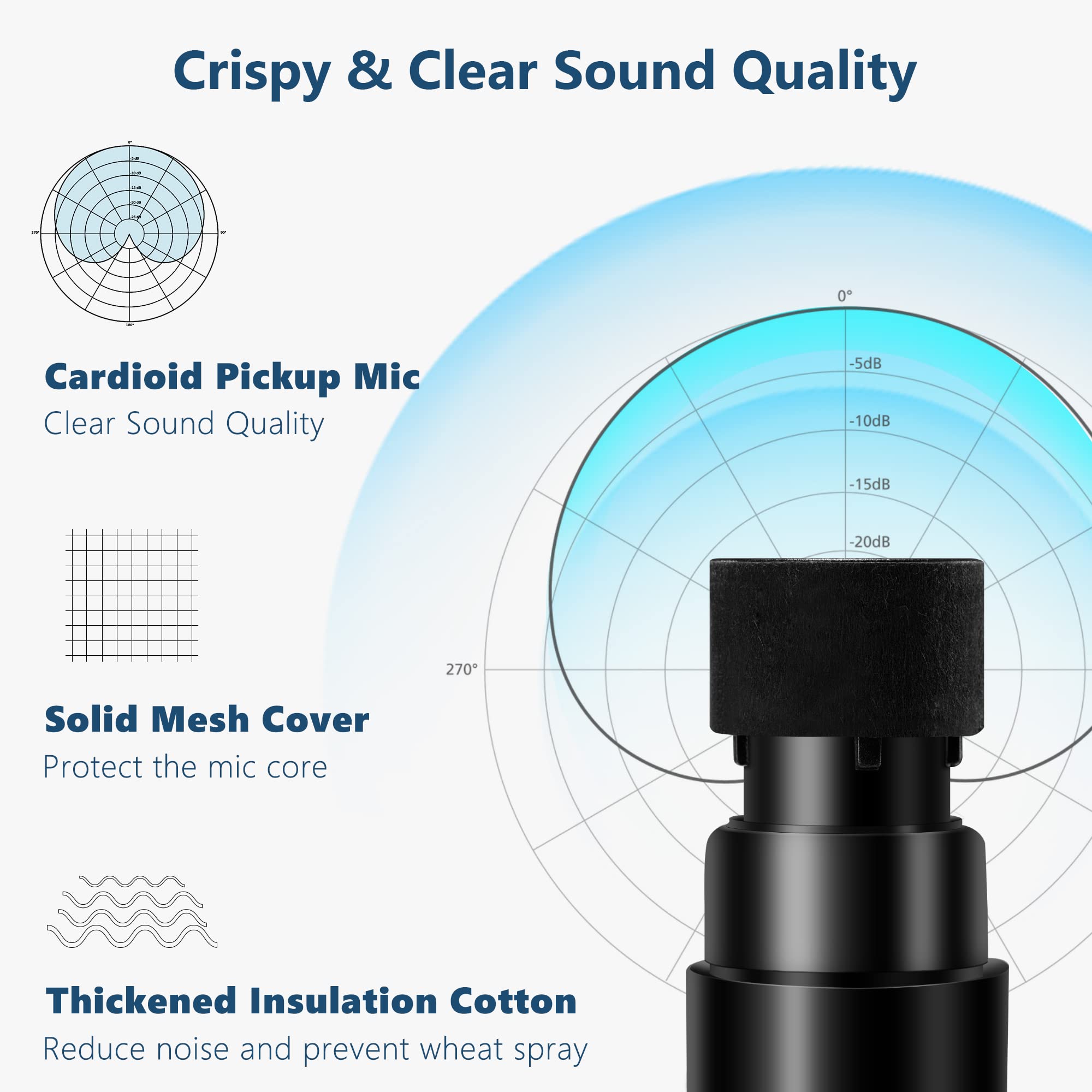 Bietrun Wireless Microphone with Echo/Treble/Bass, UHF 160ft Range, Dual UHF Cordless Dynamic Mic Handheld Microphone System for Home Karaoke, Meeting, Party, Wedding(Receiver with Bluetooth)