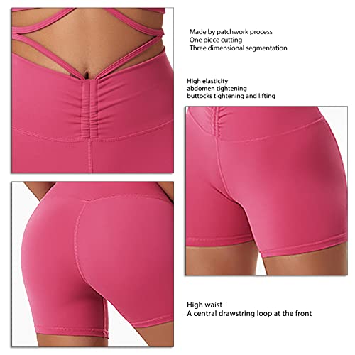 CATOO High Waist Patchwork Moisture Wicking Fitness Short Shorts Machine Washable Yoga Shorts For Running (M)