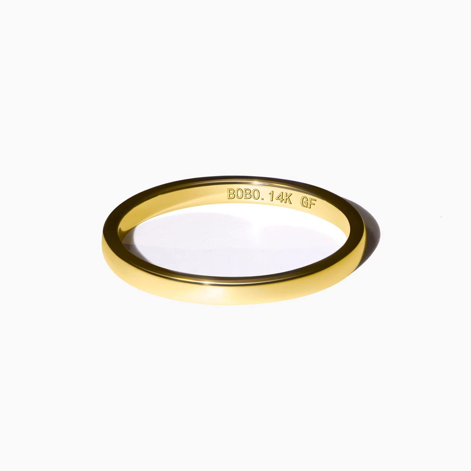 BOBOLOVER 14K Gold Filled 2mm Wedding rings for Women and Men Slim Thin Finger Knuckle Stacking Statement Bands High polished Minimalism Thumb Rings Comfort Fit Plain DomeRing Size 6