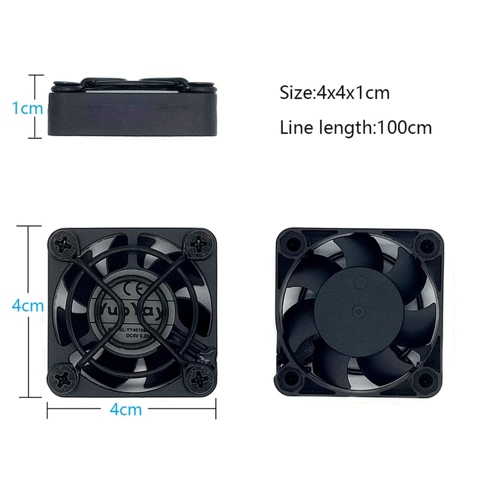 YupYay 40mm USB Fan Cooling Fan with 3 Adjustable Speed, Dual Ball Bearing 5V USB Fan Compatible for Face Shield, Helmet, Tablet TV Receiver Router DVR Playstation Xbox Computer Cabinet Cooling