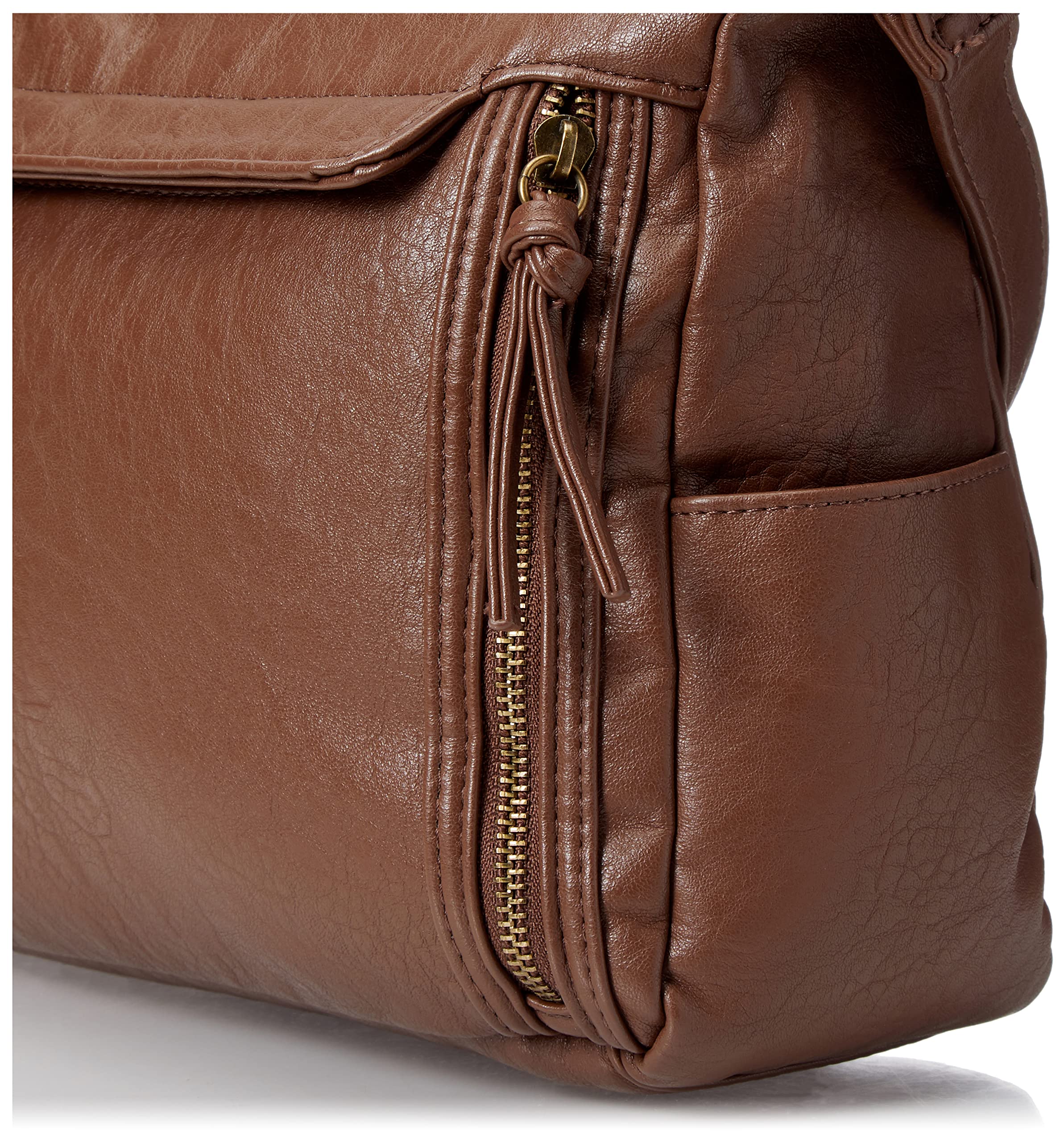 Bueno of California Smooth Faux Leather Shoulder, Brown