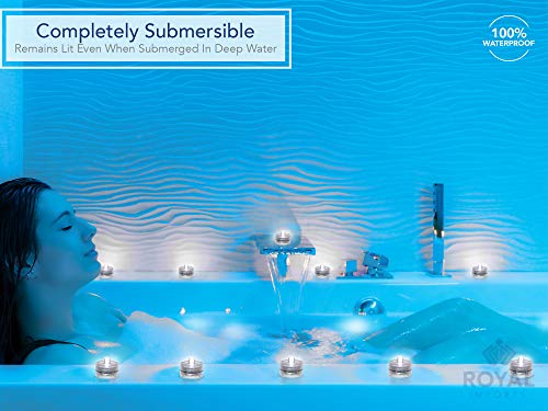 Submersible Underwater LED Lights Waterproof Tea Lights For Wedding, Party, Pond, Fountain or Home Decor By Royal Imports, 12-Pack